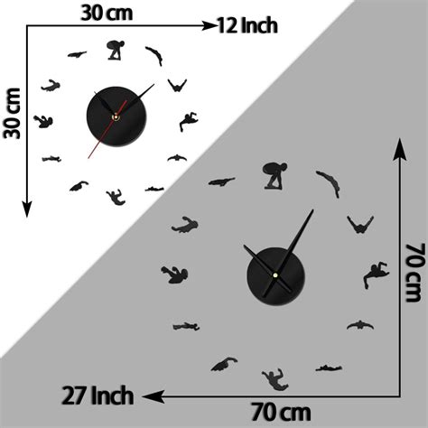 Swimming Mirror Effect Wall Clock Big Needles Spor Vicedeal