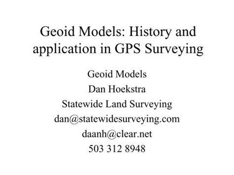 Geoid Models History And Application In Gps Surveying