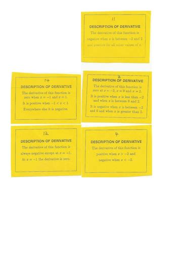 functions and derivatives matching exercise teaching resources