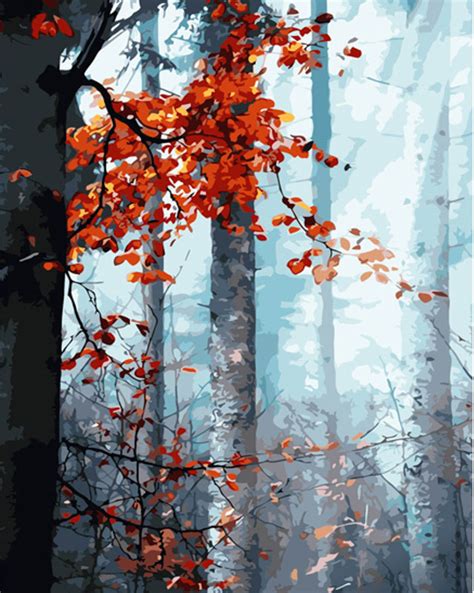 Набір для розпису по номерах Strateg Помаранчевий ліс 40х50 см Gs1346 4823113859169 фото