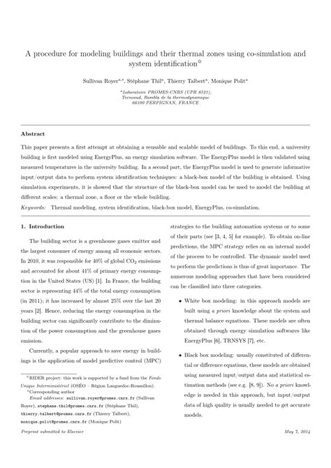 Pdf A Procedure For Modeling Buildings And Their Thermal Zones Using