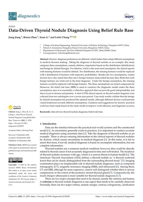 pdf data driven thyroid nodule diagnosis using belief rule base