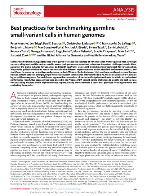 Best Practices For Benchmarking Germline Small Variant Calls In Human
