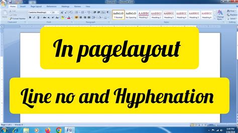 MS WORD Part 22 Apply Line Number And Hyphenation In Word Computer