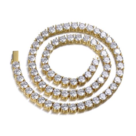 2025 Wholesale New 3mm Cubic Zirconia Round Cut Tennis Chain White Gold