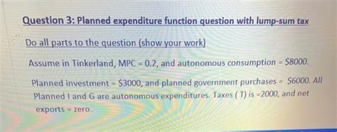 Solved Question 3 Planned Expenditure Function Question