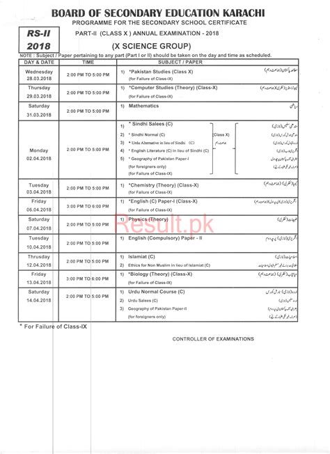 9th Class Date Sheet 2026 Bsek Karachi Board Bsekkarachi Online