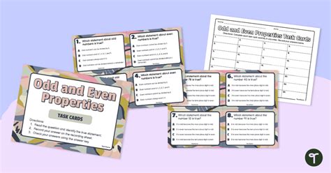 Year 4 Odd And Even Properties Task Cards Teach Starter