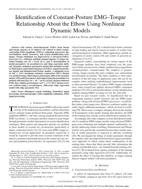 12 identification of constant posture emgtorque relationship about the