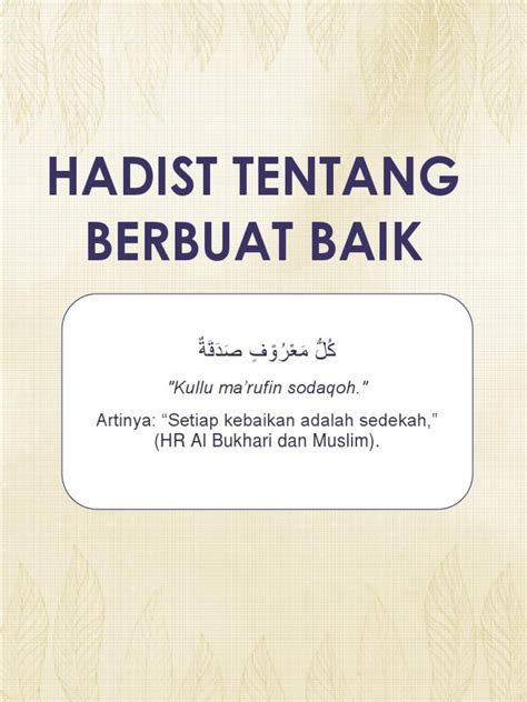 Hadist Tentang Berbuat Baik Pdf