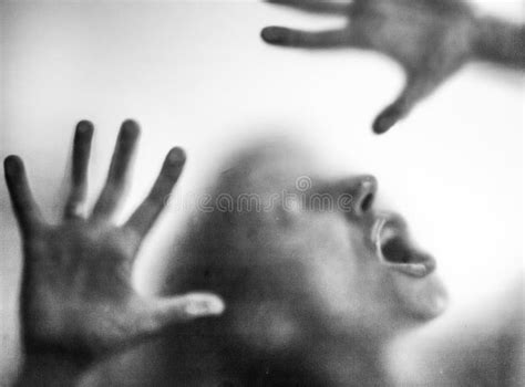 Scary Picture Of Hands Behind Glass Horror Ghost Woman Behind Door