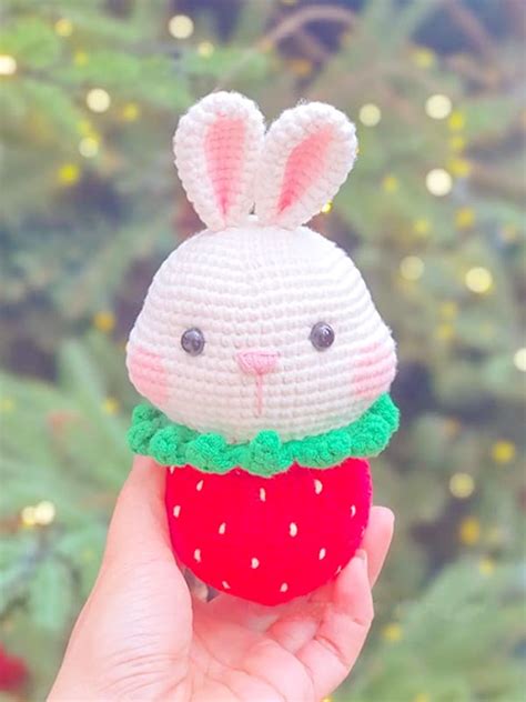 Crochet Plush Strawberry Bunny Amigurumi Free Pattern Lovelycraft