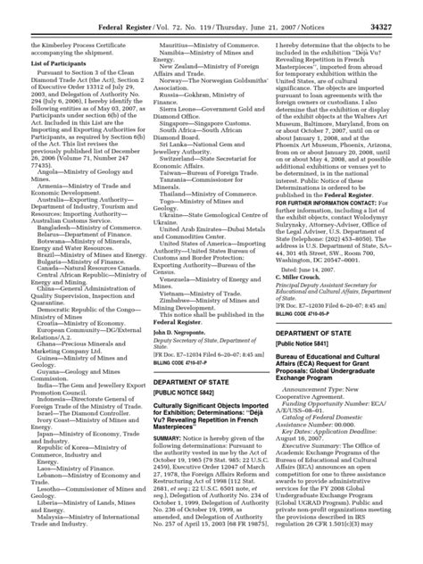 Notice Culturally Significant Objects Imported For Exhibition Global