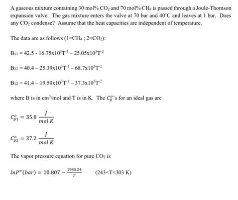 A Gaseous Mixture Containing Mol CO And Chegg