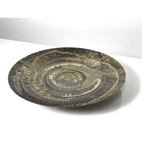 Vintage Brutalist Mixed Metal Sculptural Bowl By Lee Barnes Peck 1960s