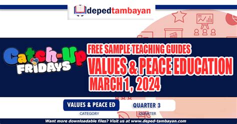 Teaching Guides For Catch Up Fridays Values And Peace Education Grade Teaching Guides For Catch Up Fridays Values And Peace Education Grade