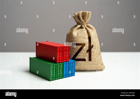 Stack Of Shipping Containers And Polish Zloty Money Bag Import Or