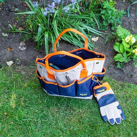 Soft Tool Bag In Orange And Navy Blue From Mr Fothergills Plants And