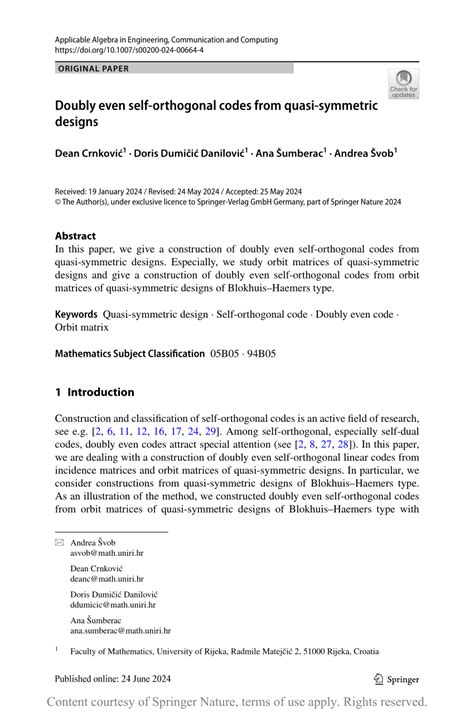 doubly even self orthogonal codes from quasi symmetric designs