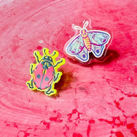 Cute Bug Pins Acrylic Insect Lapel Pins Etsy