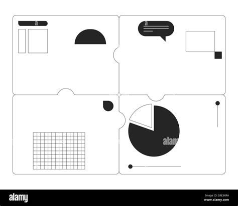 4 Puzzle Piece Presentation Slides Flat Monochrome Isolated Vector Object Stock Vector Image