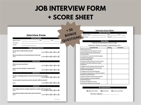 Editable Job Interview Form Printable Template For Employers With Extra Interview Questions