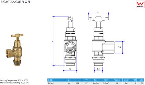 Th102 Meter Stop Right Angle T Handle Compression 20mm