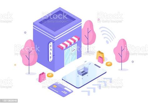 모바일 스토어 또는 응용 프로그램 벡터 일러스트에서 온라인 쇼핑 디지털 마케팅 프로모션 결제 및 구매 는 포스터에 대 한 신용