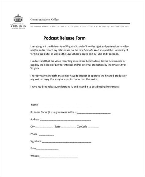 Interview Release Form Template
