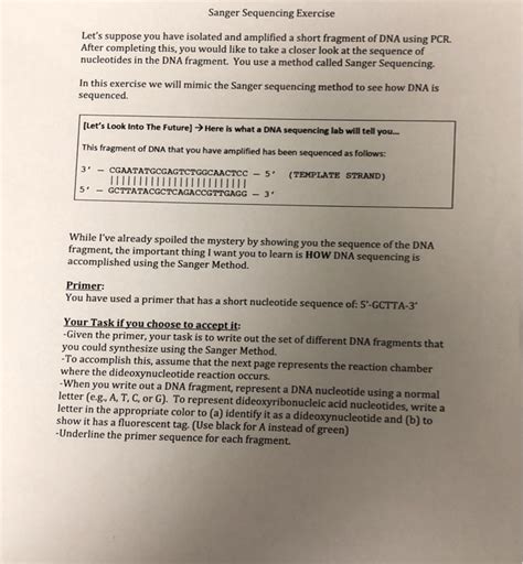 Solved Sanger Sequencing Exercise Lets Suppose You Have