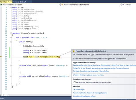 Error When Converting String To Floatint C Windows Forms Stack