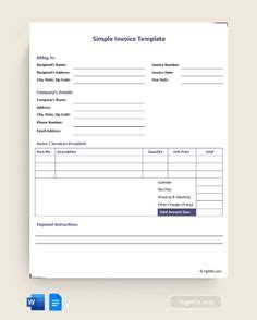 Simple Invoice Template Free Printable Invoice