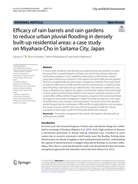 Pdf Efficacy Of Rain Barrels And Rain Gardens To Reduce Urban Pluvial
