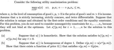 consider the following utility maximization problem