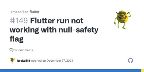 Flutter Run Not Working With Null Safety Flag Issue Iamcco Coc Flutter GitHub