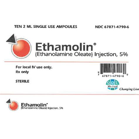 Ethamolin Ethanolamine Oleate 5 Injection Ampules 2 Ml — Mountainside