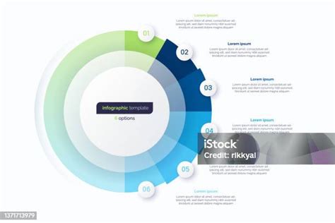 여섯 옵션 서클 인포그래픽 디자인 템플릿 벡터 일러스트레이션 달걀 6개에 대한 스톡 벡터 아트 및 기타 이미지 달걀 6개 시합 원형 차트 Istock