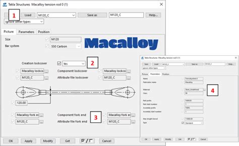 Macalloy Tension Rod And Compression Strut Systems Tekla User Assistance