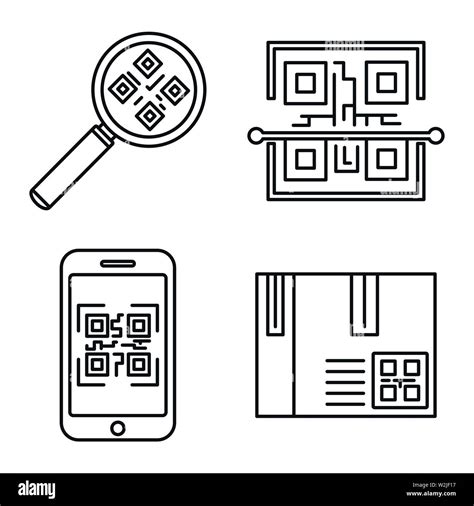 Qr Code Element Icons Set Outline Set Of Qr Code Element Vector Icons