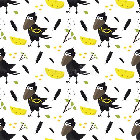 Colorfull Crow Seamless Pattern Vector Image Stock Vector