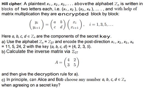 solved hill cipher a plaintext x1 x2 x3 … abovethe alphabet