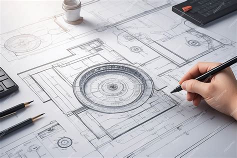 Premium Photo Engineering Schematic Illustration Mockup