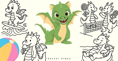 🐉☀️ Summer Dragons Coloring Cool And Playful Pages 🖍️