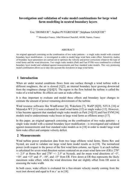 Wake Model For Wind Farm Meteodyn Pdf Weather Science