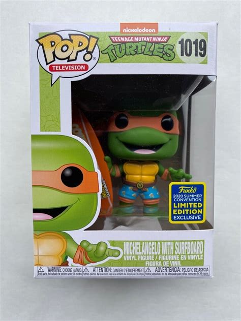 Michelangelo With Surfboard Tmnt 1019 Funko Pop Exclusive Comic Con