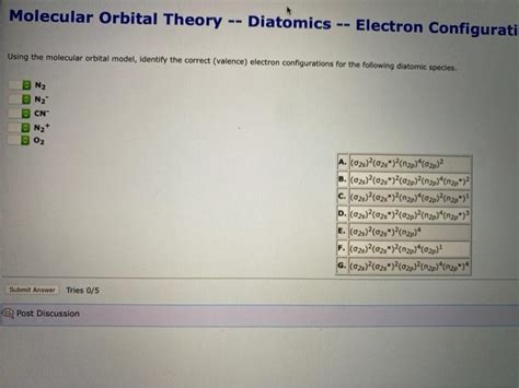 Solved Molecular Orbital Theory Diatomics Electron