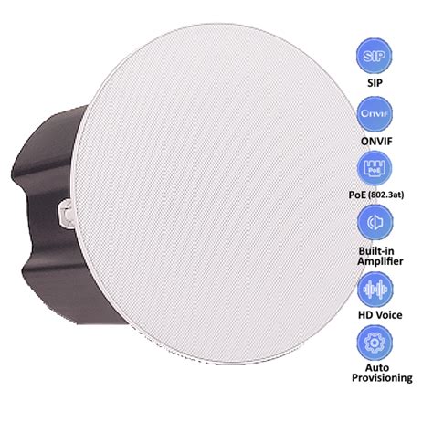 Zycoo Sip Network Ceiling Speaker Poe Or 24vdc Acponline