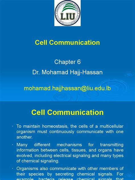 Eeng304 Chapter 6 Cell Communication Mod Pdf Cell Signaling Hormone