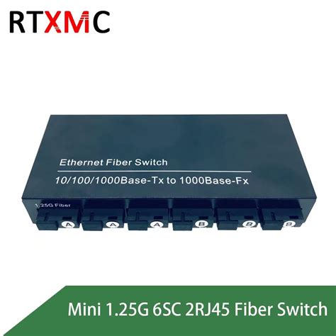 Fiber Switch 6 Port 2 Rj45 Port 10 100 1000mbps Ethernet Gigabit Switch