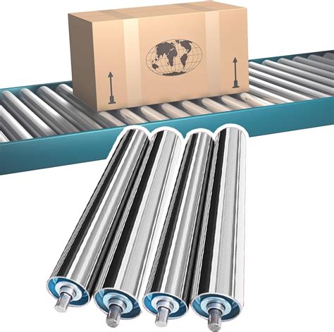 Lot De 4 Rouleaux De Convoyeur En Acier Inoxydable De 51 Cm De